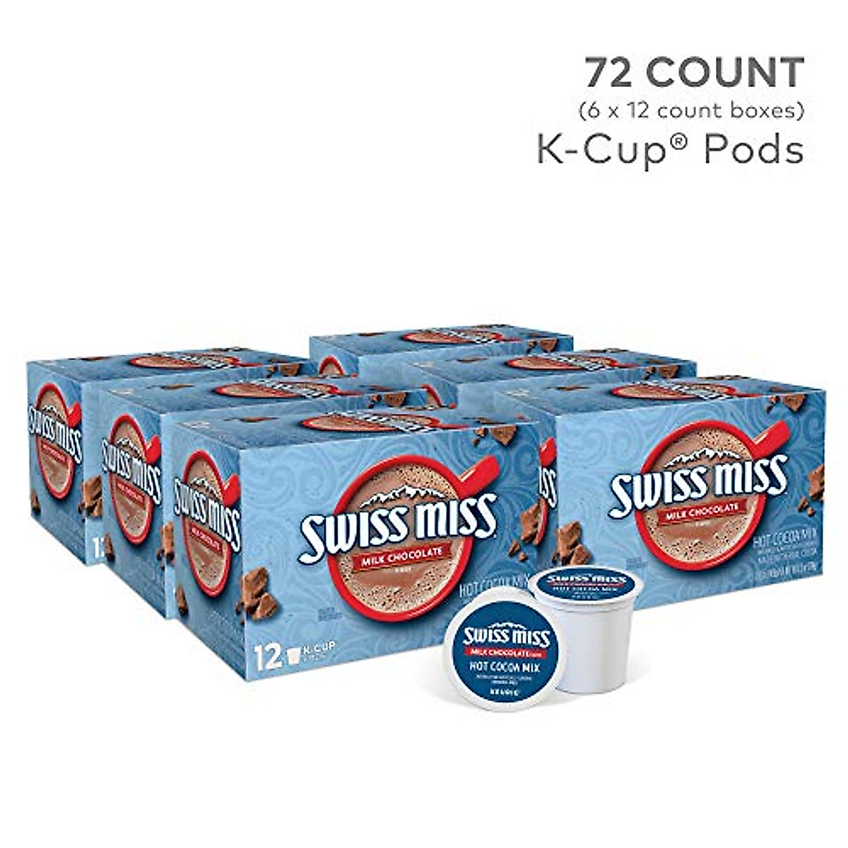 Swiss Miss Milk Chocolate Hot Cocoa, Keurig Single-Serve Hot Chocolate K-Cup Pods, 72 Count