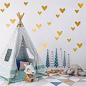 126 Pcs Loving Heart Wall Decal,Gold Wall Decor for Girls Bedroom Decor Vinyl Stickers Removable Easy Paste Kids Room Decor for Girls Boys,Living Room Wall Decor Nursery Decor Wall?
