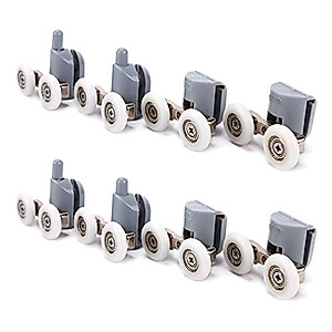 Shower Door Wheels, Lance Home 8Pcs Double Twin Top / Bottom Shower Door Rollers / Runners / Pulleys / Wheels Bathroom Replacement Parts 25mm Diameter
