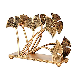 OwlGift Modern Ginkgo Leaves Design Napkin Holder for Tables, Metal Paper Napkin Storage for Kitchen, Stylish Paper Towel Dispenser, Mail Letter Sorter Rack, Document File Organizer – Bronze