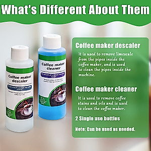 ZoneKing Coffee Maker Cleaner and Descaler Kit -2 Single Use Bottles -for All Drip Coffer Maker (Keurig, Mixpresso, Zwilling, etc.)