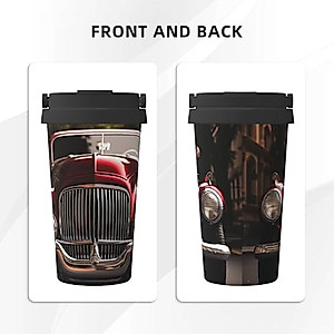 GTKSYNVE Reusable Coffee Mug with Lid and Handle, Classic Car Tumbler for Hot & Cold Drinks 16oz Stainless Steel Insulated Coffee Tumblers Double Wall Vacuum Thermal Cup