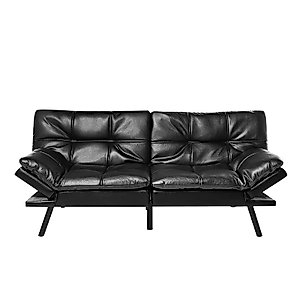 IULULU Futon Sofa Bed, Memory Foam Couch Sleeper Daybed Convertible Foldable Loveseat Faux Leather Sleeper Sofa