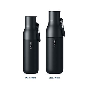 LARQ Bottle Filtered - Insulated Stainless Steel Water Bottle BPA Free with Nano Zero Technology and Long-Lasting Filters, Obsidian Black, 17oz