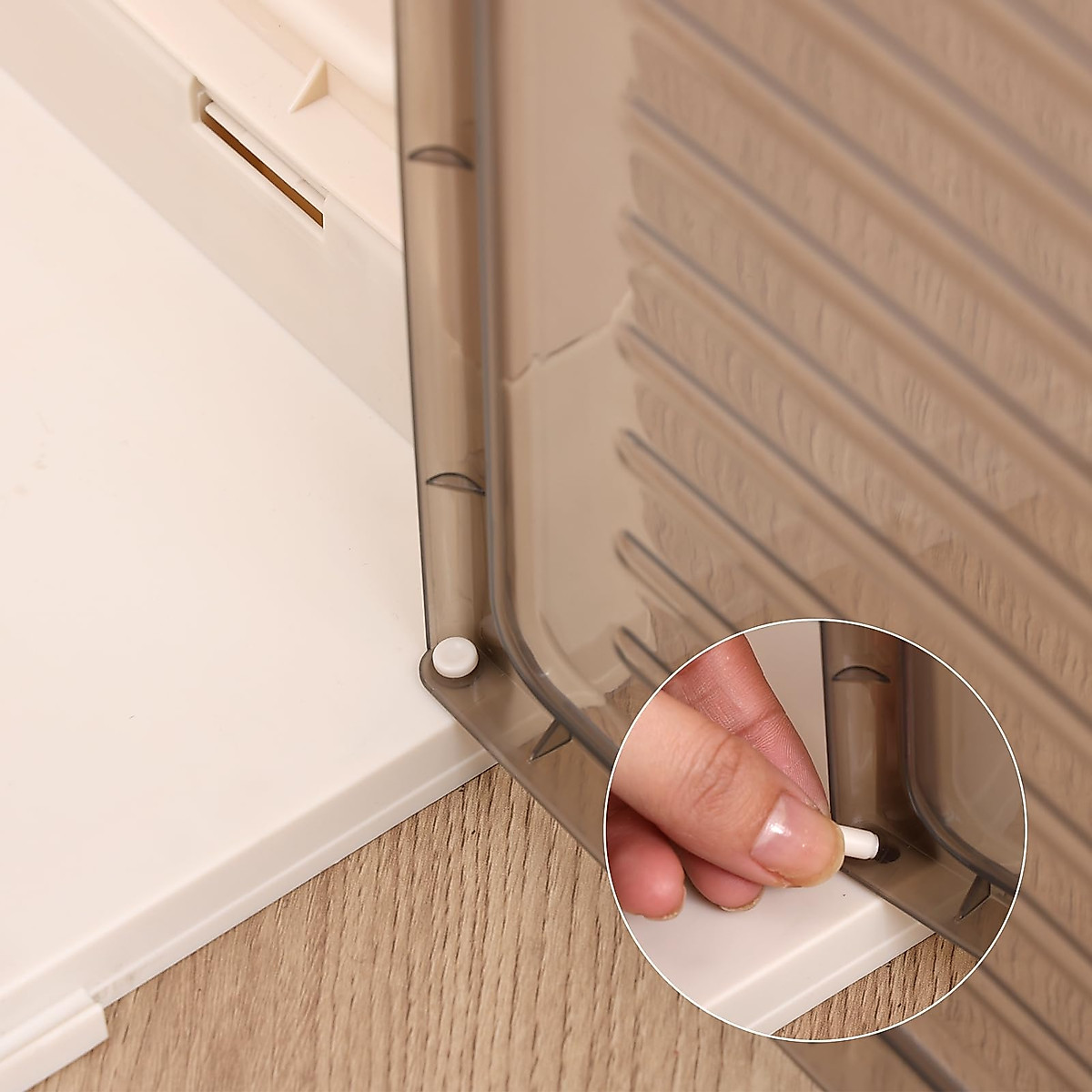 GIFZES Closet Organizers and Storage with Lids and Doors, 4 Tier Plastic Storage Bins Organizer, Collapsible Stackable Storage Bins with Wheels, Folding Storage Box for Closets White