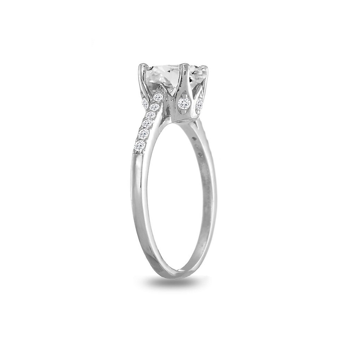 B. BRILLIANT Sterling Silver Synthetic White Sapphire Oval Crown Ring, Size 5