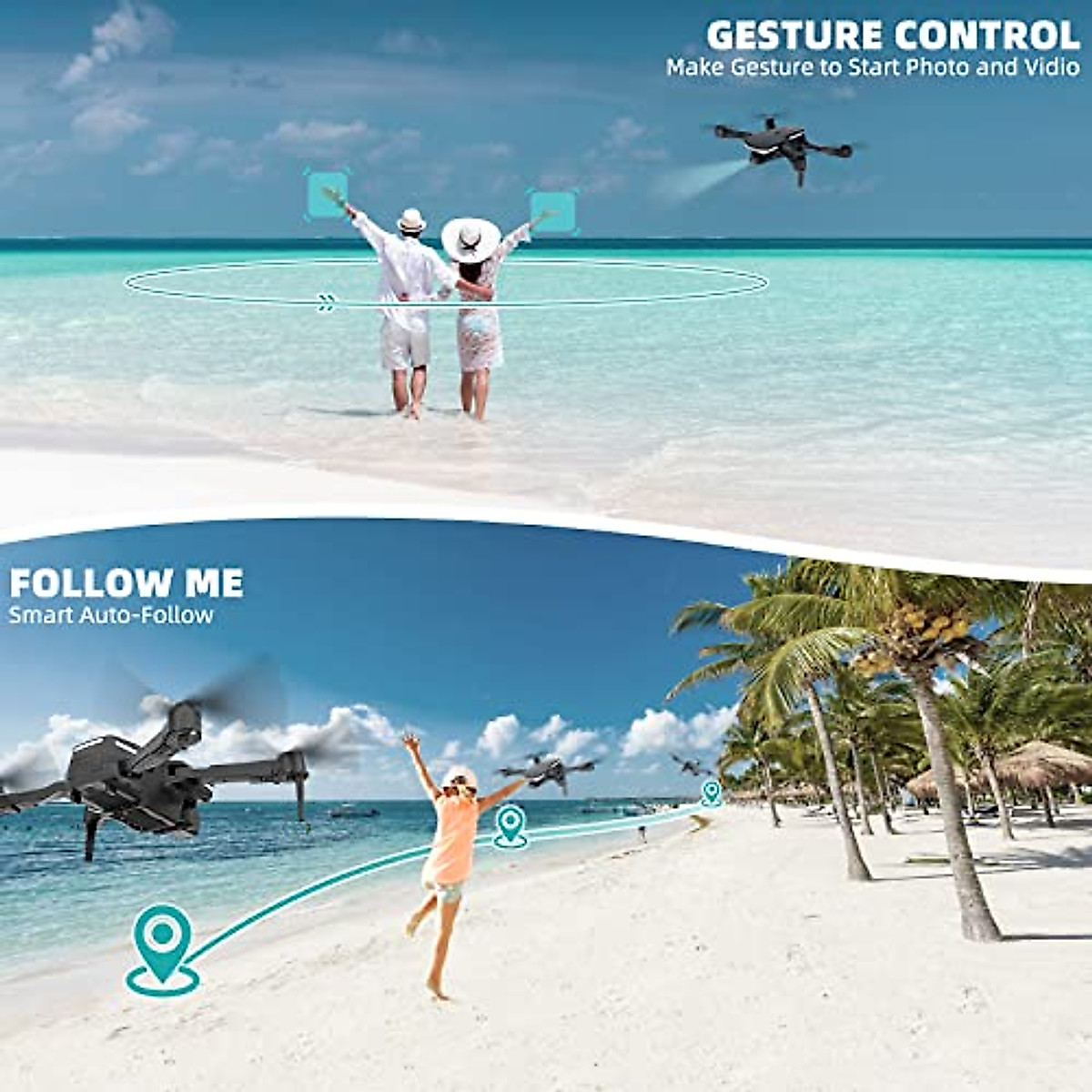 Drones with Camera for Adults and Kids 1080P HD FPV Foldable Drone with Carrying Case, 90° Adjustable Lens, One Key Take Off/Land, Altitude Hold, 360° Flip, Toys Gifts for Kids and Adults