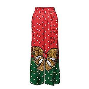 Plus Size Sweatpants,Womens Sweatpants with Pockets Xmas Reindeer Print Elastic Waisted Workout Active Joggers Drawstring Casual Lounge Bottoms Merry Christmas Print Green XL