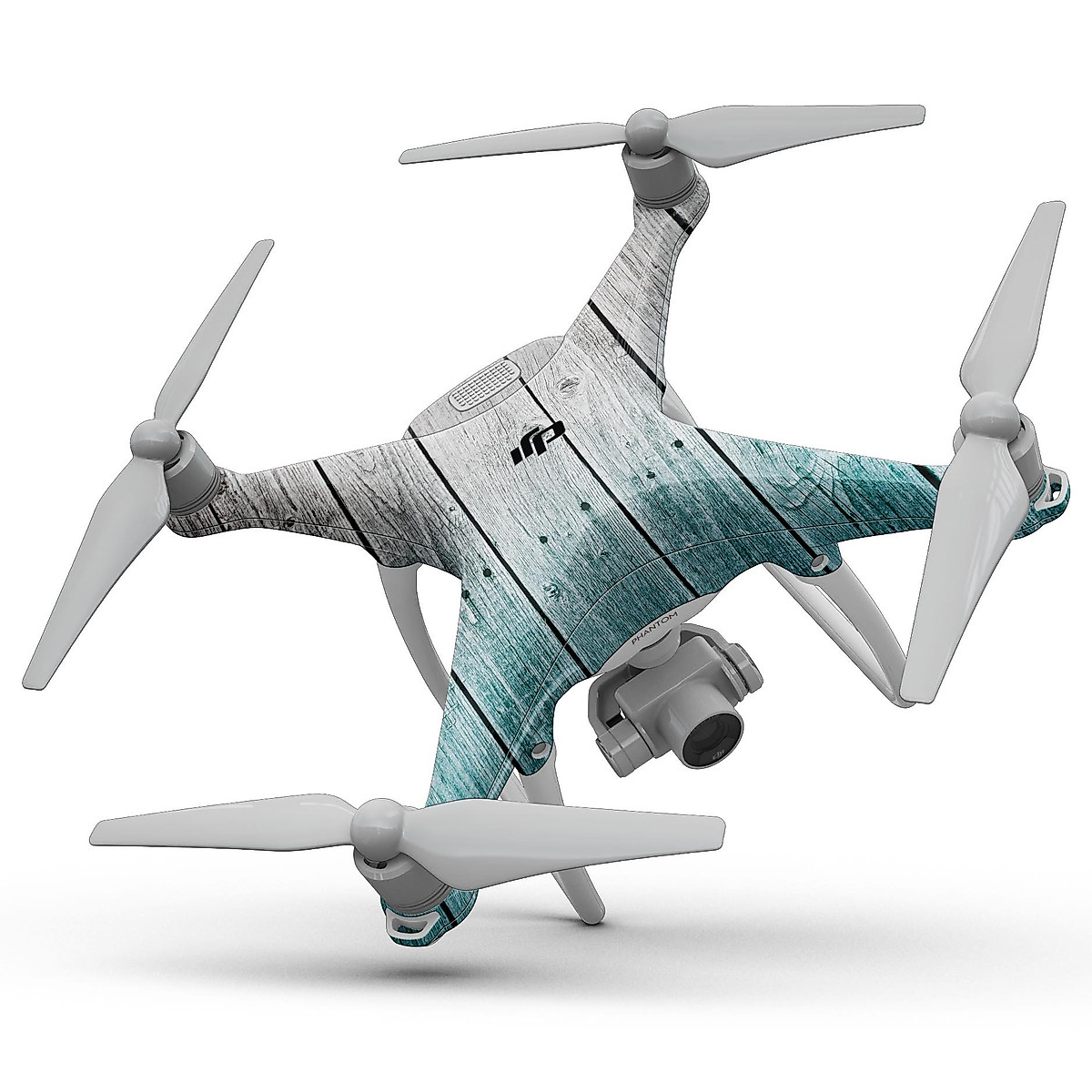 Design Skinz Design Skinz Trendy Teal to White Aged Wood Planks Full-Body Wrap Decal Skin-Kit Compatible with The Drone DJI Phantom 3/Phantom 3 Pro