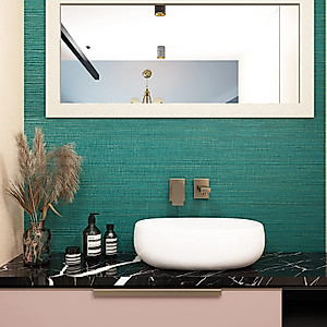 FunStick Teal Green Grasscloth Wallpaper Peel and Stick Textured Fabric Linen Wallpaper Self Adhesive Faux Grasscloth Contact Paper for Room Walls Cabinets Furniture Drawers Desk Removable 15.8"x78.8"