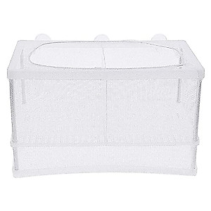 Aquarium Fish Breeder Box, Fish Isolation Box, Hatching Box, Juvenile Fish Spawning Incubator, Water Isolation Net Hatcher, Nylon Mesh Fish Fry Hatchery Breeder Box Separation Net（White L）