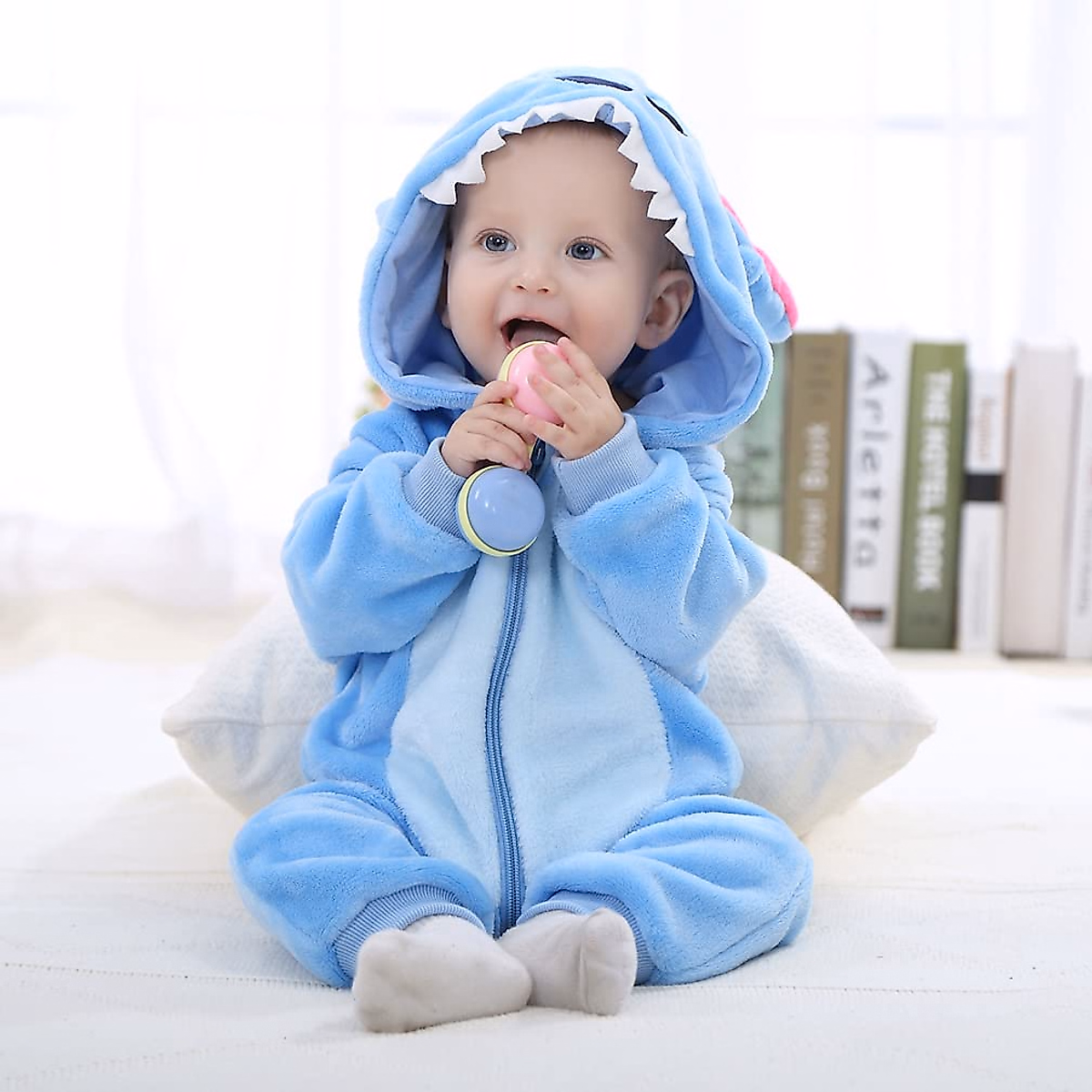 Ryshman Baby Halloween Animal Costume Romper Winter and Autumn Flannel Jumpsuit Animal Cosplay Outfits(Blue, 80cm-(6-12months))
