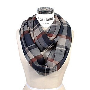 Tartan Plaid & Checks Infinity Fashion Scarves (Plaid Navy)