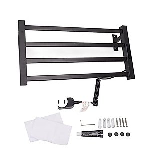 Fafeicy Digital Display Electric Heated Towel Rack with Thermostat, Wall Mounted for Bathroom, Punch Free Installation