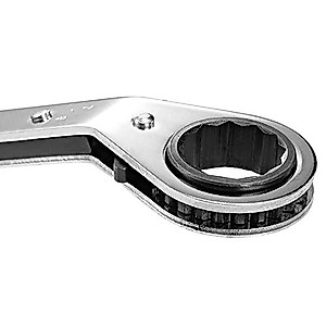 URREA Ratcheting Wrench - 1/2" x 9/16" Reversible Ratcheting Box-End Wrench with 15 Degree Offset & Nickel-Chrome Finish - 1183
