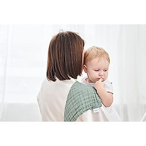 CottCare 12-Pack Muslin Baby Drool Bibs 100% Cotton for Boys and Girls,Soft and Absorbent/Atrovirens/Green/Apricot white/Grey