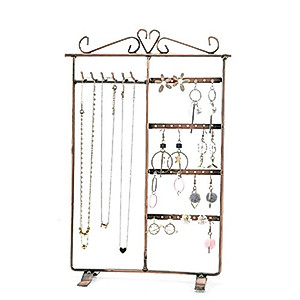 ZSEDP Rotate the Wall to try The Multifunctional Metal Hanging Earrings, Necklace and Bracelet Display Stand