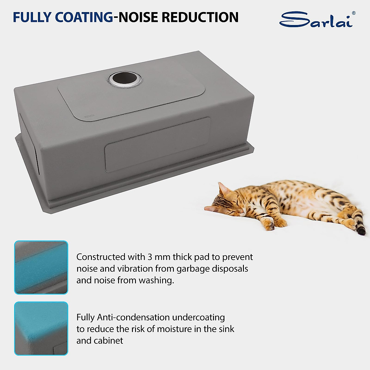 Sarlai 36 Inch Undermount Kitchen Sink Workstation Single Bowl 16 Gauge Stainless Steel Under Counter Kitchen Sinks Large Basin with Round Corners 36x19x10 In