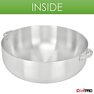 ALUMINUM CALDERO STOCK POT by Chef Pro, Aluminum, Superior Cooking Performance for Even Heat Distribution, Perfect For Serving Large and Small Groups, Riveted Handles, Commercial Grade (1.9 Quart)