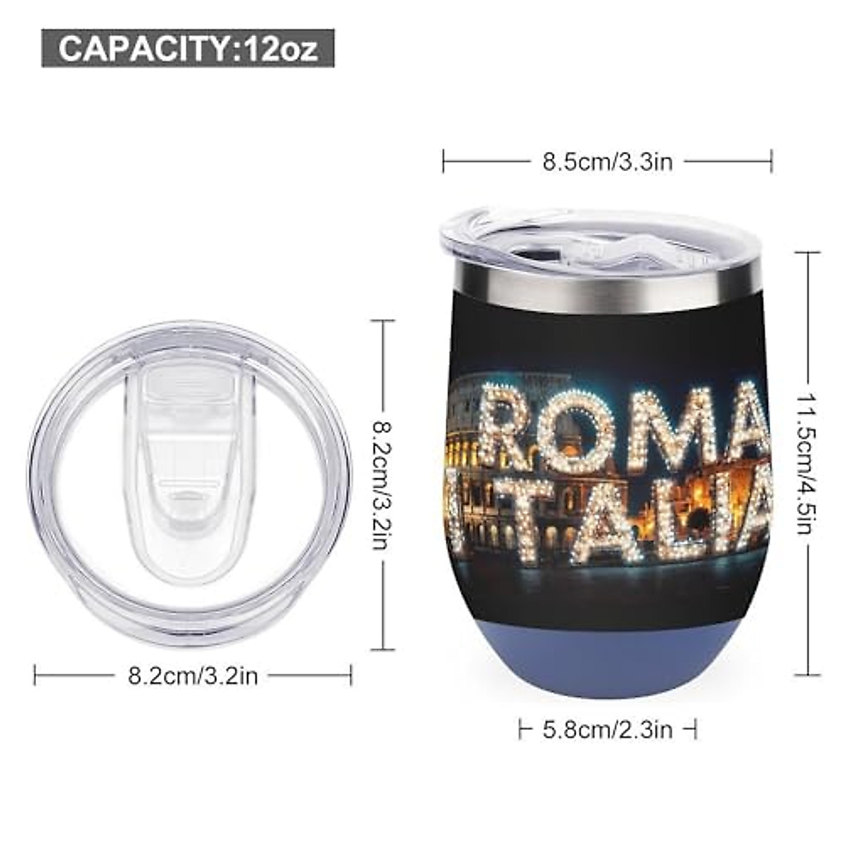Roma Italia Funny Wine Tumbler 12 Oz Stainless Steel Insulated Mug Double Wall Water Cup with Lid