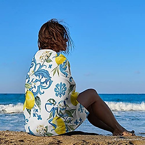 My Little Nest Bath Towels Quick Dry Bathroom Towels Watercolor Lemon Morocco Ornament Absorbent Shower Towels Soft Hand Towel Wash Cloths for Spa Pool Hotel Gym 31" x 51"