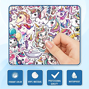 Pack 50 Pcs Cute Unicorn Stickers for Water Bottles Laptop Luggage Computer Journaling Scrapbooking Kids Teens Girls Adults Aesthetic Waterproof Sticker Packs Small Vinyl Decals