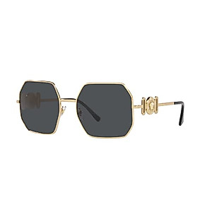 Versace Woman Sunglasses Gold Frame, Dark Grey Lenses, 58MM