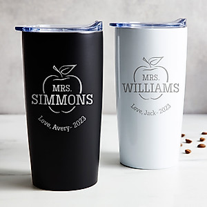 Lifetime Creations Engraved Personalized Teacher Tumbler with Lid 20 oz (Black) - Custom Teacher Appreciation Coffee Travel Mug, Thank You, End of Year Christmas Holiday Gift from Student