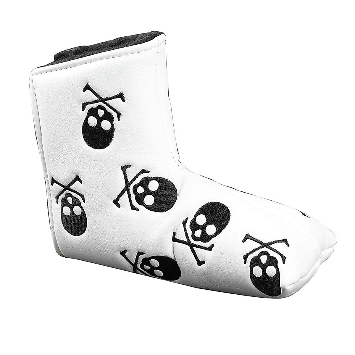 Seacloud Golf Head Cover Blade Putter Cover Skull Pattern Wtih V- Headcover White