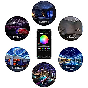 CHINLY 16W Twinkle 550pcs 13.1ft 0.03in RGBW Bluetooth APP/Remote LED Fiber Optic Star Ceiling Lights Kit +Adapter+Cigarette Lighter for Car/Home Theater