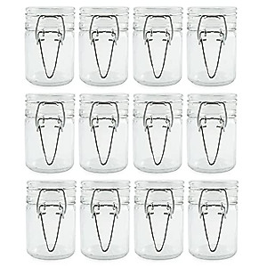 Cornucopia 1.6-Ounce Herb Storage Mini Herb Jars w/Clamp Style Rubber Gasket Seal (12-Pack); 50ml Airtight Odor-Proof Vials w/Hermes Clamp Top Hinge