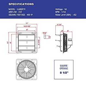iLIVING ILG8SF7V Shutter Exhaust Fan, 7" - Variable, Silver