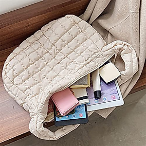 Quilted Crossbody Bag, Lightweight Women Shoulder Bag, Lattice Satchel Handbag Tote Bag (White)