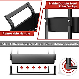 Hamone 3-Tier Utility Rolling Cart,Mobile Utility Cart with Lockable Caster Wheels,Storage Shelves Organizer Cart, 3 Hanging Baskets, Easy Assembly,for Bathroom, Kitchen, Office, Workshop,Black