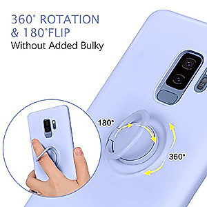 KANGYA Samsung Galaxy S9 Plus Case, Slim Silicone | Kickstand with 360° Ring Holder | Support Car Mount Samsung Galaxy S9+ Plus 6.2" Phone Case Cover for Girls Women, Purple