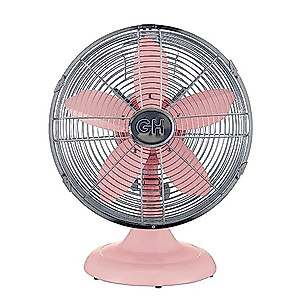 Good Housekeeping All-Metal 12" Retro Table Fan, Pink
