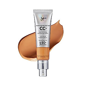 IT Cosmetics Your Skin But Better CC+ Cream, Tan (W) - Color Correcting Cream, Full-Coverage Foundation, Hydrating Serum & SPF 50+ Sunscreen - Natural Finish - 1.08 fl oz