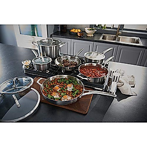 Calphalon 11-Piece Pots and Pans Set, Stainless Steel Kitchen Cookware with Stay-Cool Handles, Dishwasher Safe, Silver