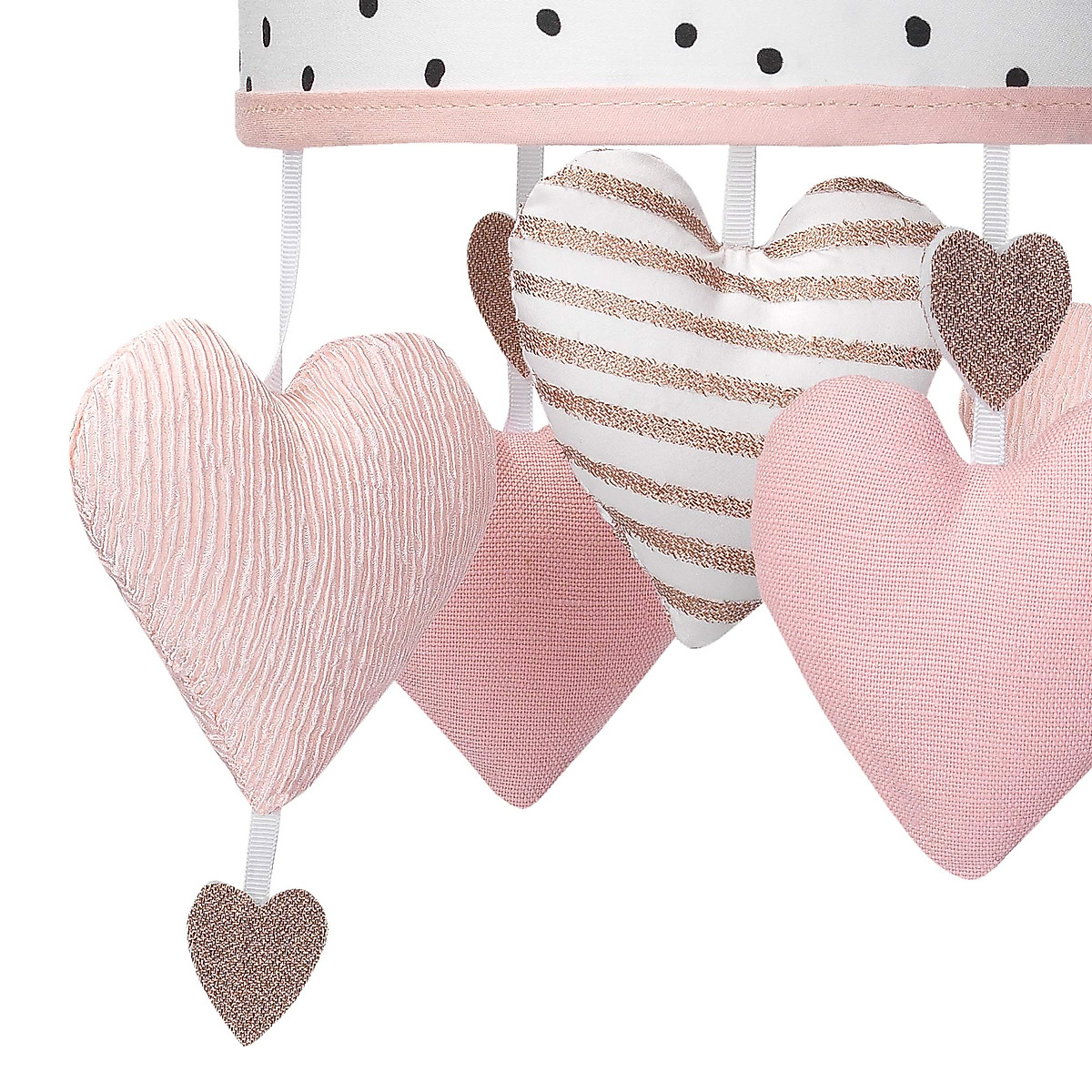 Lambs & Ivy Signature Heart to Heart Pink/White Musical Baby Crib Mobile