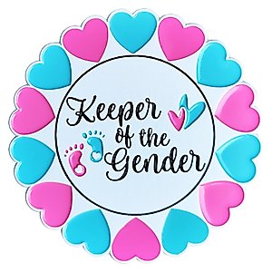 Arturbo Keeper of the Gender Reveal Button Badges Baby Feet Hearts Enamel Lapel Pins Brooch for Baby Shower Gender Reveal Party Favors Gifts Decoration