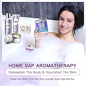Birthday Gifts for Women Bath and Body Works Gifts Set for Women Spa Gifts Baskets for Women Bubble Bath for Women Lavender Gifts for Women,Mom,Her,Sister,Wife,Auntie Wine Tumbler Purple Womens Gifts