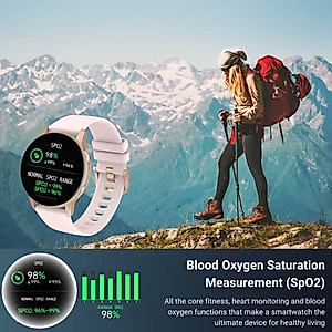 Holiday Smart Watches for Women, 1.32" AMOLED Touch Screen Ladies Fitness Watch with Heart Rate Monitor Sleep Step Counter Tracker Pedometer, IP68 Waterproof Smartwatch for Android iOS Phone