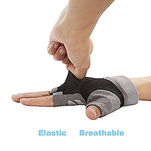 Luwint Women Fingerless Yoga Gloves Non Slip Padded - Barre Pilates Fitness Workout Training Wrist Exercise Accessories (Black, Medium)