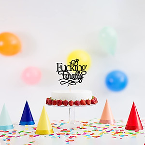 Fucking Finally Cake Topper - Funny Cake Topper for Wedding / Engagement / Bridal Shower Party Decorations - Finally Diamond Cake Decor - Black