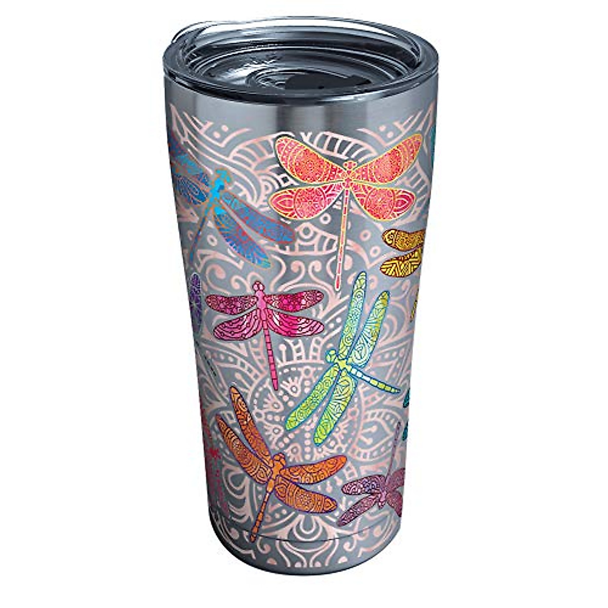 Tervis Dragonfly Mandala Triple Walled Insulated Tumbler Travel Cup Keeps Drinks Cold & Hot, 20oz, Stainless Steel