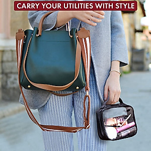 Bolsafy Clear Makeup Bags with Zipper 3pcs in Black, 6.5 x 8.3 inches - Quart Size, TSA Approved Toiletry Bag - Waterproof & Leak-Resistant PVC Clear Travel Bags – Perfect for Women, Men & Kids