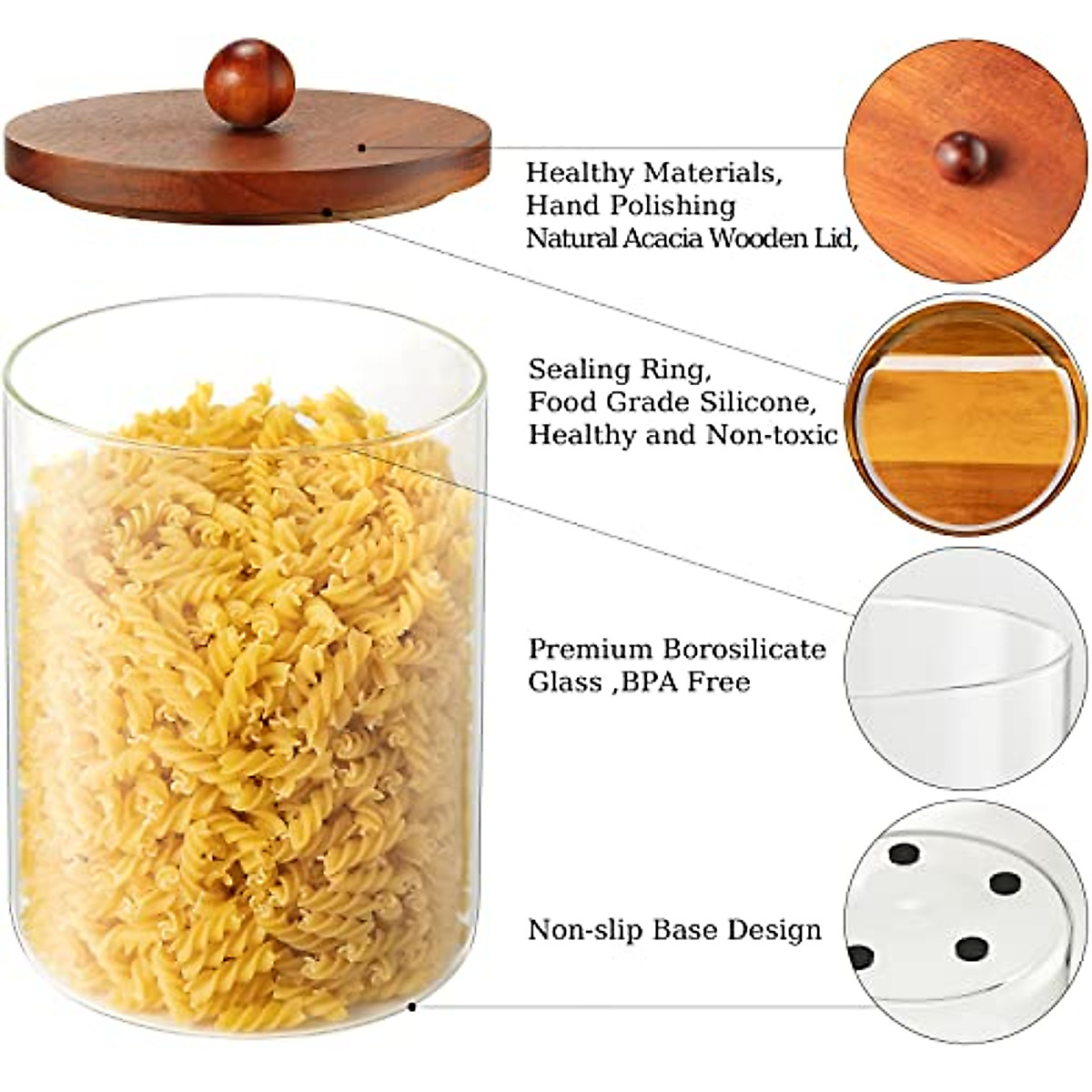 FavorFlavor Glass Jars with Airtight Lids Set of 2 101OZ Canister Sets for Kitchen Counter Flour Glass Storage Containers with Wooden Lid and a Tray for Kitchen or Laundry Room