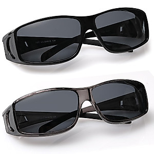 Yogo Vision Fit Over Wrap Sunglasses Polarized Lens Wear Over Eyeglasses 100% UV Protection for Men and Women