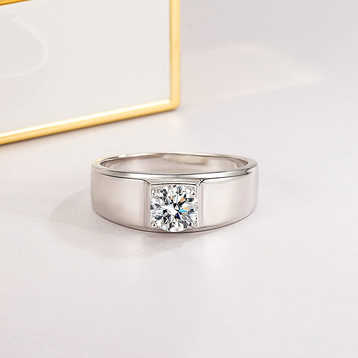 Dankadi Noble Men & Women Solid 925 Sterling Silver Ring Glittering 5A Cubic Zircon Inlaid Wedding Ring - index finger or Ring Finger Sizes 7-13# Fashion Jewelry Gift Party Accessories (13)