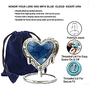 THE ASCENT MEMORIAL Small Love Heart Urn for Human Ashes | Mini Keepsake Funeral Ash Container for Human Remains with Display Stand, Velvet Carry Bag, Paper Funnel and Beautiful Gift Box